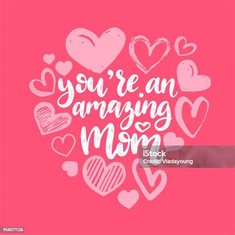 최고의 엄마도 손으로 글자를 벡터 인사말 카드에 대 한 그려진된 마음으로 행복 한 어머니날 서 예 그림 0명에 대한 스톡 벡터 아트 및 기타 이미지 Istock