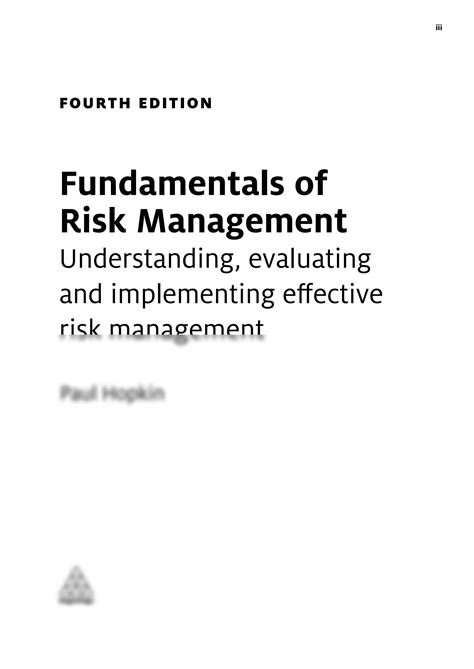 Solution Fundamentals Of Risk Management Understanding Evaluating And Implementing Effective