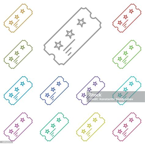티켓 카드 멀티 컬러 아이콘 간단한 얇은 선 Ui 및 Ux 웹 사이트 또는 모바일 응용 프로그램에 대한 시네마 아이콘의 윤곽 벡터 날씬한에 대한 스톡 벡터 아트 및 기타