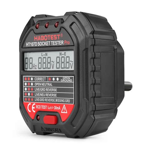HABOTESA HT107D Multifunctional Digital Display Socket Tester UK Plug Alexnld Com