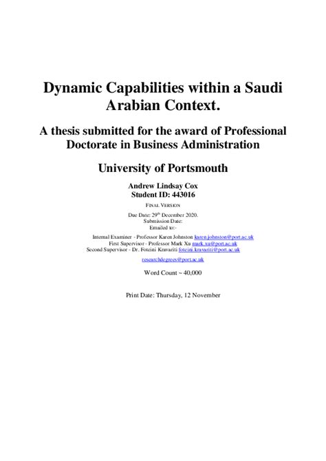 Pdf Dynamic Capabilities Within A Saudi Arabian Context