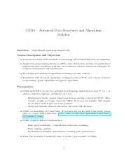 Advanced Data Structures Algorithms Course Overview Syllabus