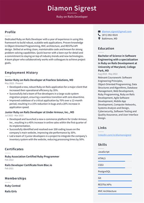 Adobe Ruby On Rails Developer Resume Examples ResumeCat