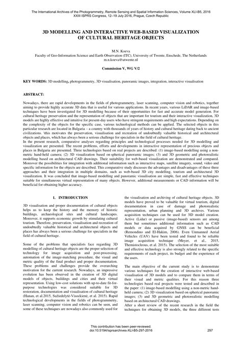 Pdf 3d Modelling And Interactive Web Based Visualization Of Cultural Heritage Objects