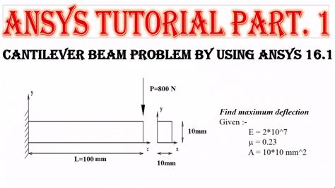 Ansys 161 Basic Tutorial Part 1 Cantilever Beam Analysis Youtube