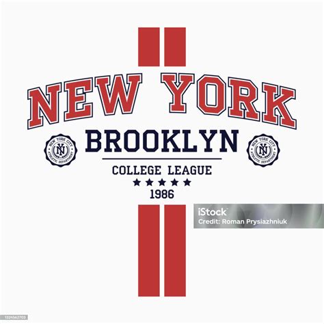 뉴욕 브루클린 대학 티셔츠 디자인에 수직 줄무늬 티셔츠를 위한 슬로건 타이포그래피 그래픽 벡터 T 셔츠에 대한 스톡 벡터 아트