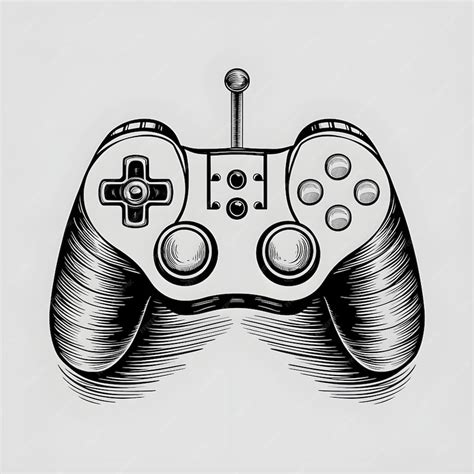 Premium Vector Joystick Engraved Style Ink Sketch Drawing Black And