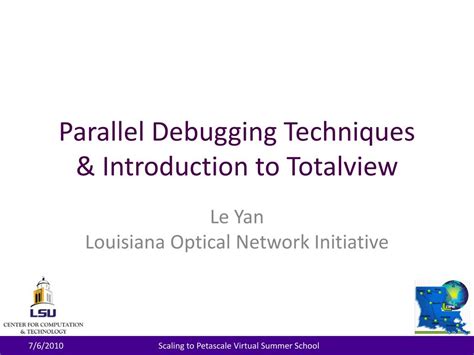 PPT Parallel Debugging Techniques Introduction To Totalview PowerPoint Presentation ID