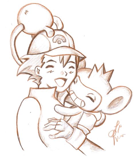 Ash And Aipom By Macswake On Deviantart