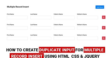 How To Create Duplicate Input For Multiple Record