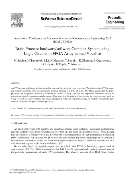 Pdf Brain Process Hardwaresoftware Complex System Using Logic Circuits In Fpga Array Named