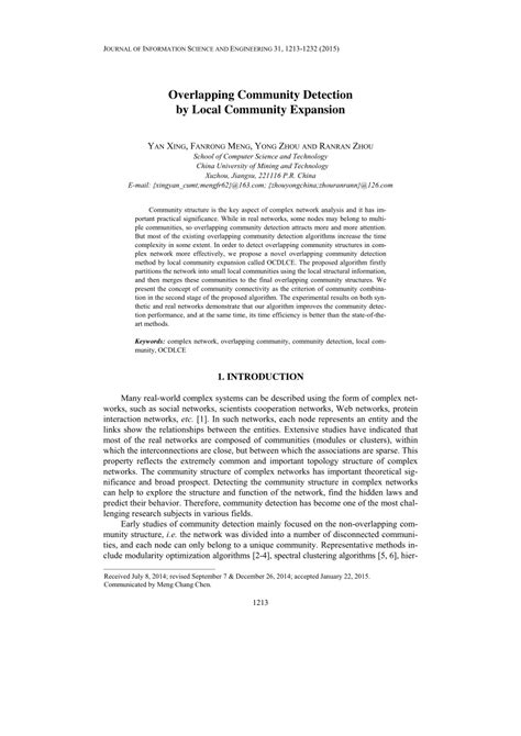 Pdf Overlapping Community Detection By Local Community Expansion