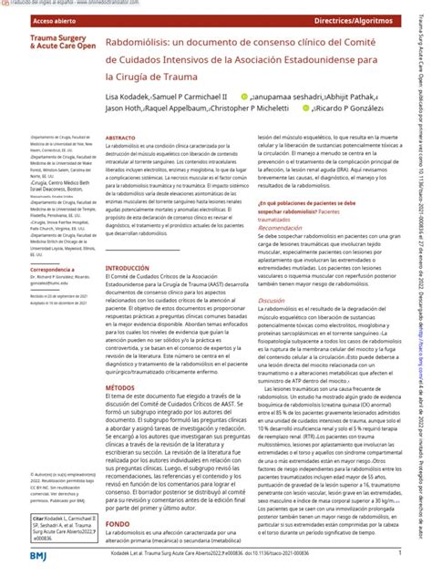 Rhabdomyolysis An American Association For The Surgery Of Trauma En