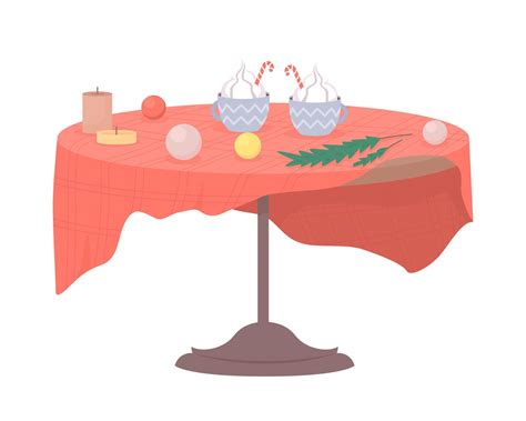 Festive Table With Christmas Ornaments Food Semi Flat Color Vector Object Editable Element