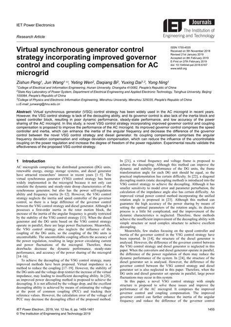 Pdf Virtual Synchronous Generator Control Strategy Incorporating
