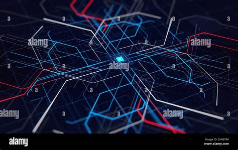 Computer Diagram Of Moving Networks Of Internet Animation Centralized