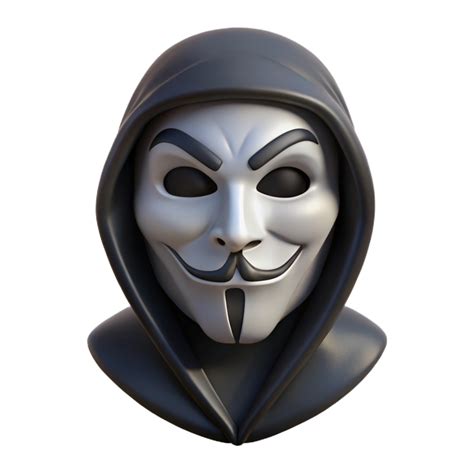 Serene Abstract Anonymous Hacker Mask Black Skull Isolated Element Detailed PNG