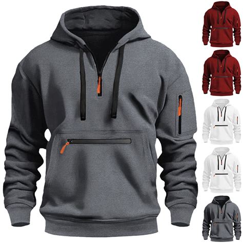 Dodadawanj Mens Tactical Hoodies Pullover Quarter Zip Hooded