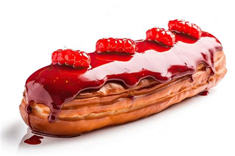 Premium Photo Red Eclair Cake Delicious Delicious Dessert Strawberry Mirror Glazed Eclair