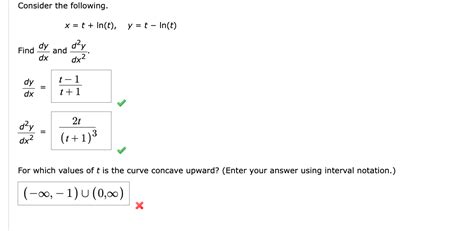 Solved Consider The Following X T Ln T Y T−ln T Find Dxdy