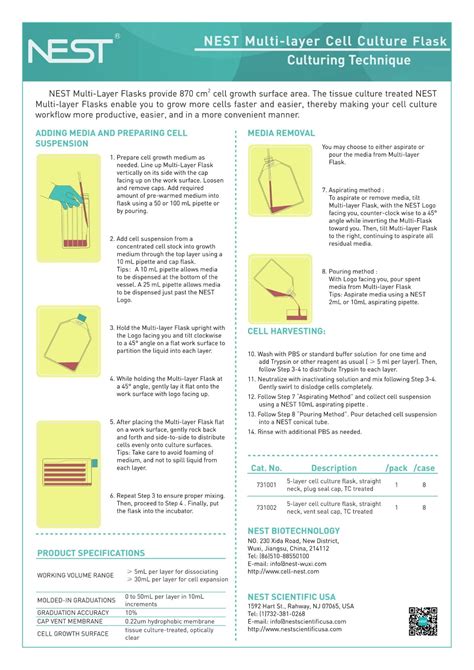 Nest 5 Layer Cell Culture Flask فلاسک کشت سلول چند لایه هایپر فلاسک