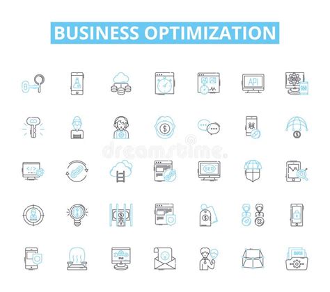 Business Optimization Linear Icons Set Efficiency Productivity