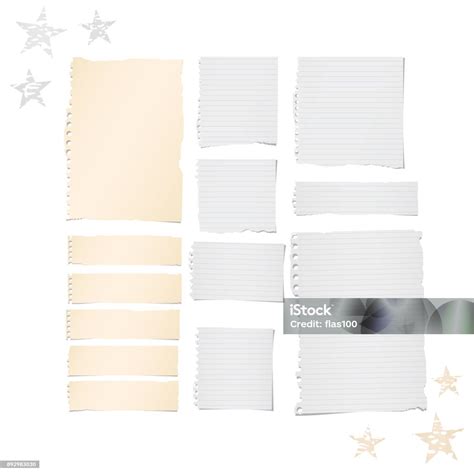 줄 및 빈 노트를 찢 어 노트북 종이 스트립 시트 텍스트 또는 메시지에 대 한 붙어 흰색 바탕에 별 0명에 대한 스톡 벡터 아트 및 기타 이미지 Istock