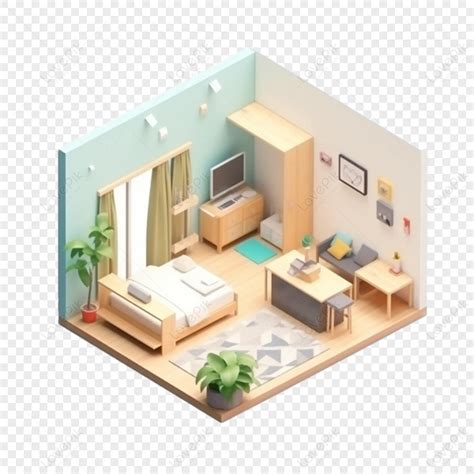 3d 룸 모델 파란색 흰색 벽 입체건축학샤프트 쪽 Png 일러스트 무료 다운로드 Lovepik