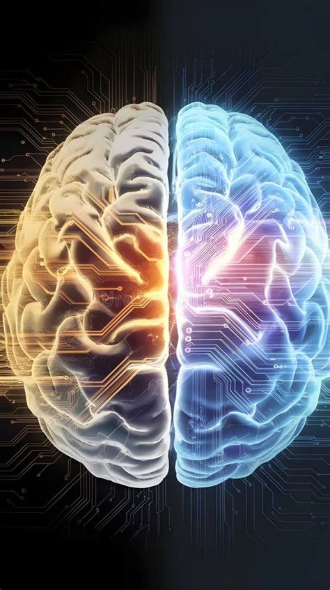 Conceptual Image Of A Human Brain With Glowing Circuits And Data Streams Evolving Into A