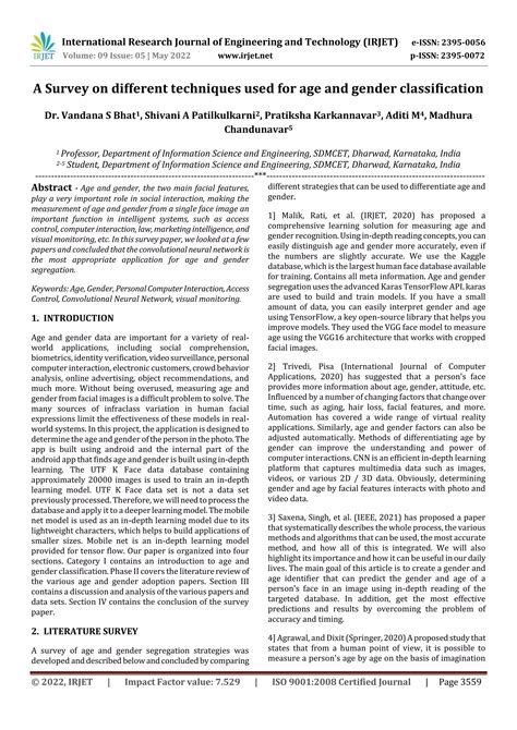 A Survey On Different Techniques Used For Age And Gender Classification PDF