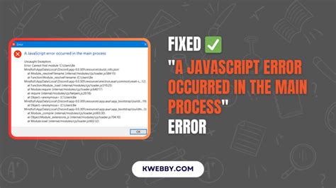Fixed A Javascript Error Occurred In The Main Process Error On Discord