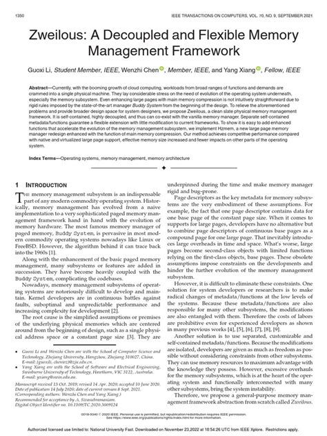 Zweilous A Decoupled And Flexible Memory Management Framework Pdf