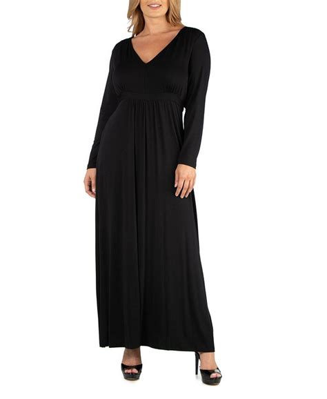 24seven Comfort Apparel Semi Formal Long Sleeve Plus Size Maxi Dress