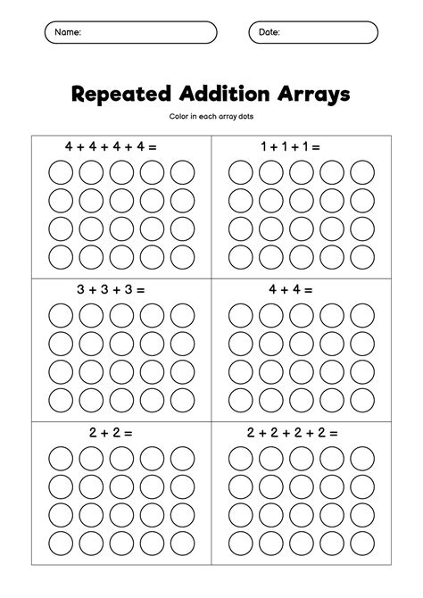2nd Grade Math Repeated Addition Arrays Practice Sheets In 2025 Array