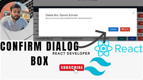How To Make A Confirm Dialog Box To Delete A Item In Array React Js Tutorial Youtube