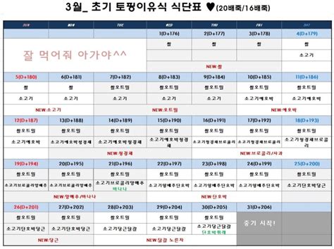 초기 중기1단계 이유식 식단표 엑셀 공유 죽이유식토핑이유식 네이버 블로그
