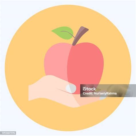 애플을 들고 있는 아이콘 손 동작 기호에 적합합니다 플랫 스타일 편집 가능한 간단한 디자인 디자인 템플릿 벡터 간단한 기호 그림 가상현실에 대한 스톡 벡터 아트 및 기타