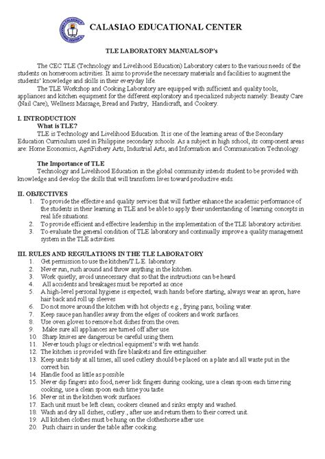 Tle Laboratory Manual Summary Bachelor Of Elementary Education
