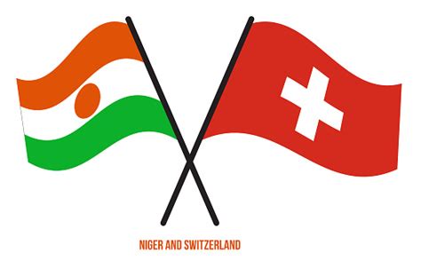 니제르와 스위스 국기가 교차하고 플랫 스타일을 흔들었다 공식 비율 올바른 색상입니다 경제에 대한 스톡 벡터 아트 및 기타 이미지 경제 공휴일 국가 지리적 지역