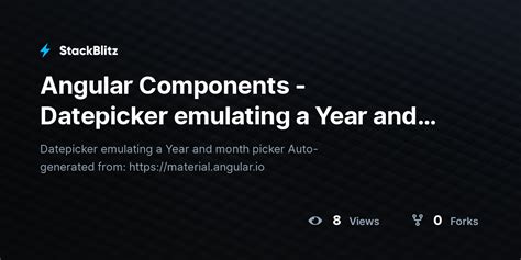 Angular Components Datepicker Emulating A Year And Month Picker