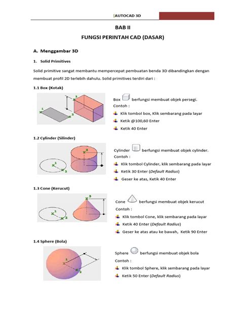 Materi Fungsi Perintah Cad 3d Dasar Pdf