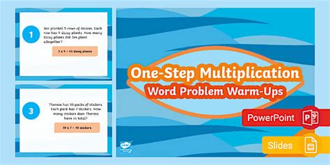 Third Grade One Step Multiplication Word Problem Warm Ups