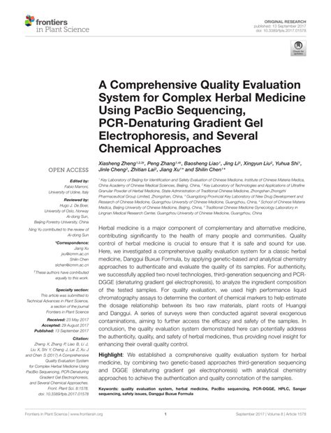 Pdf A Comprehensive Quality Evaluation System For Complex Herbal Medicine Using Pacbio