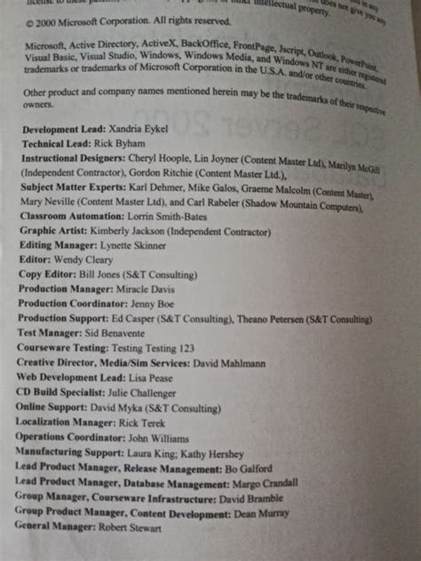 Microsoft Official Course 2072a Sql Server 2000 Database