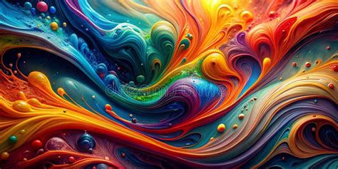 Vibrant Abstract Liquid Art Featuring Swirls Of Colorful Hues And