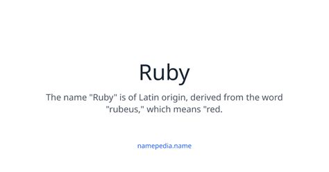 Ruby Meaning Nicknames Origins And More Namepedia