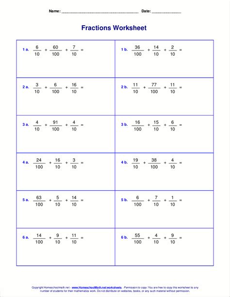 Adding Fractions Worksheets 3rd Grade