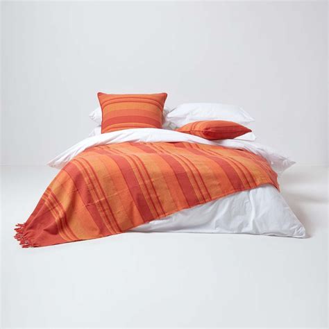 Cotton Morocco Striped Terracotta Throw 255 X 360 Cm
