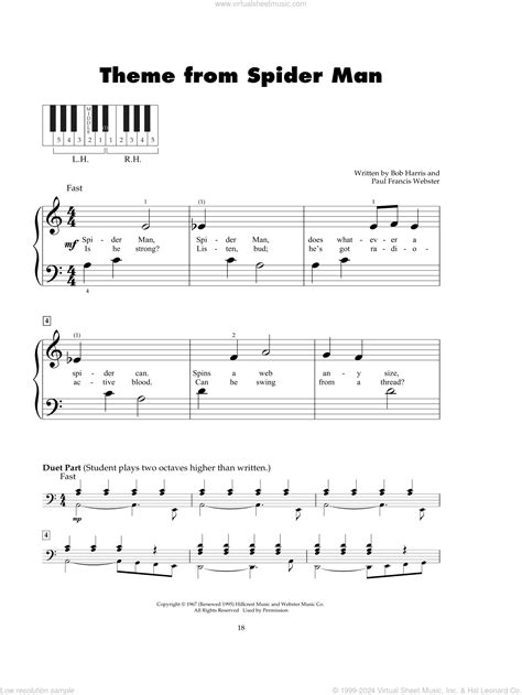 Theme From Spider Man Sheet Music For Piano Solo 5 Fingers