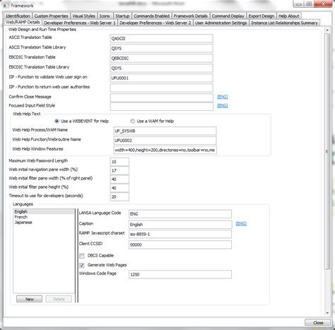 web ramp details visual lansa framework documentation